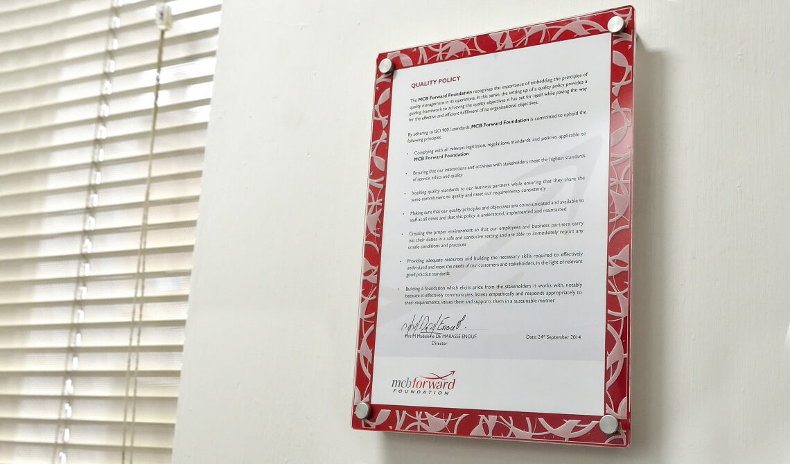 The MCB Forward Foundation to receive ISO 9001 certification | News ...